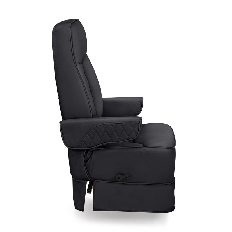 Qualitex Gravitas Black Leather Captain Chair for RV Motorhome